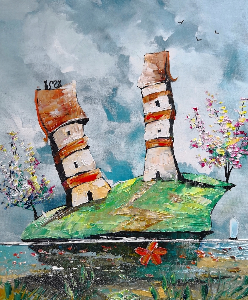 Łukasz Berko "Zakochane Koty" 60x50cm Oryginalny obraz na prezent ...