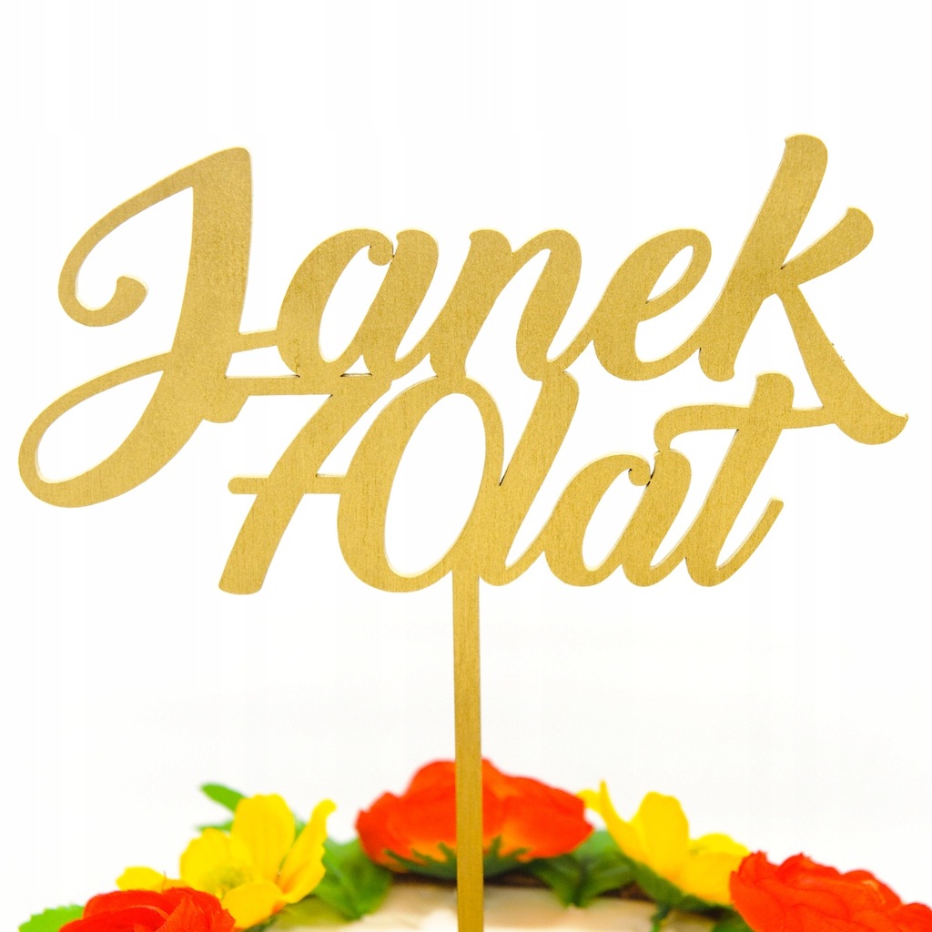 Topper na tort 70 URODZINY + IMIĘ złoty - 8460099633 - oficjalne ...