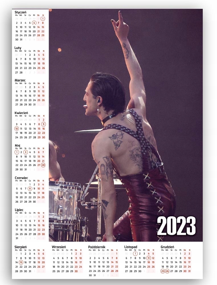 KALENDARZ PLAKATOWY A2 PDM MANESKIN 06 2023 - 12753365289 - oficjalne archiwum Allegro