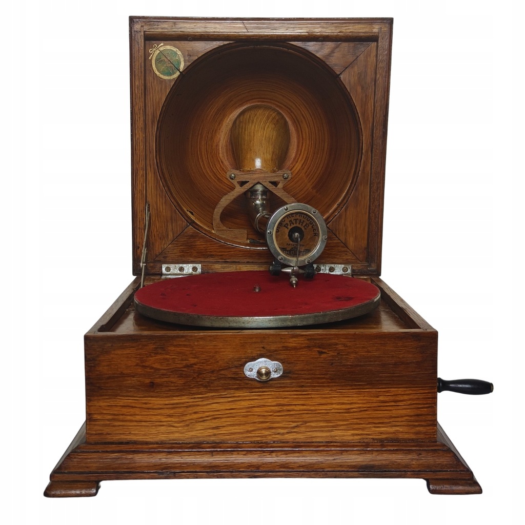 Patefon firmy Pathe stary gramofon + 10 płyt, igła - 9300402955 ...