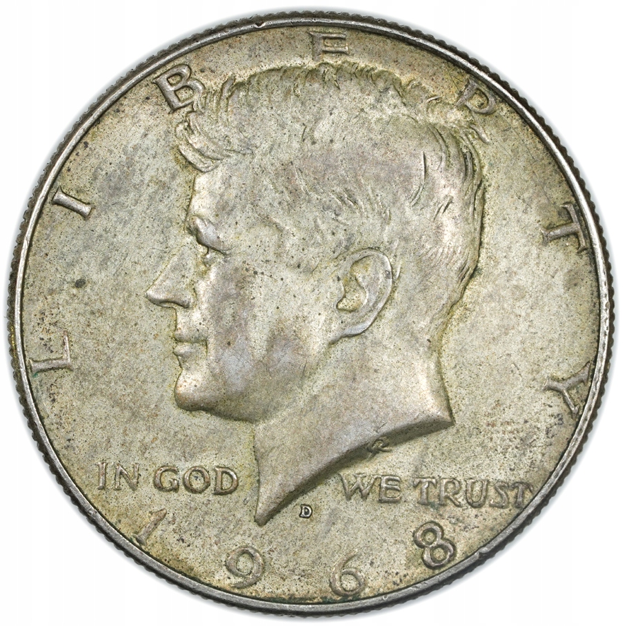 USA Half Dollar pół dolara 1968 D Liberty - 12914362139 - oficjalne ...