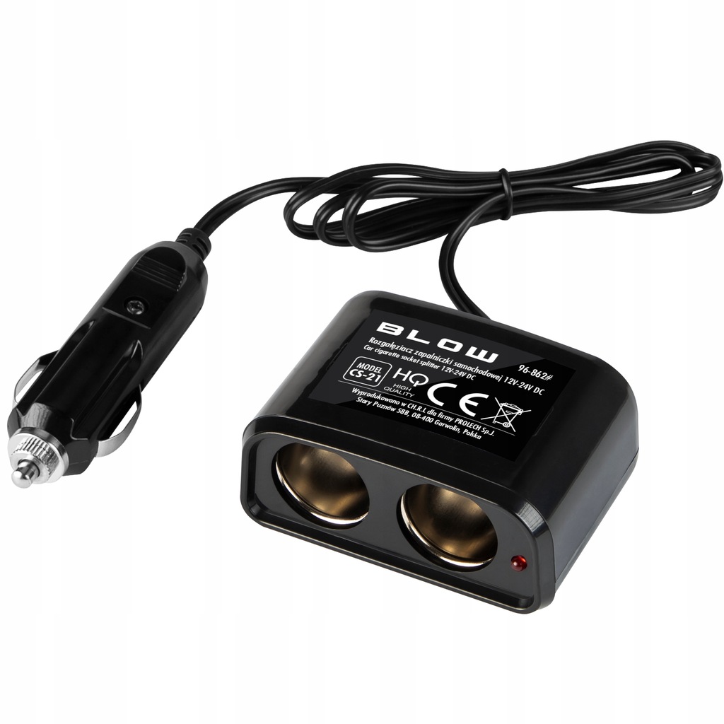 Gniazdo zapalniczki samochodowej BLOW x2 z kablami - 10987753386 - oficjalne archiwum Allegro