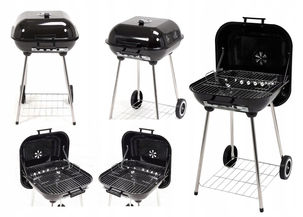 GRIL OGRODOWY GRILL Z POKRYWĄ RUSZT 40*45CM KÓŁKA - 12100863342 ...