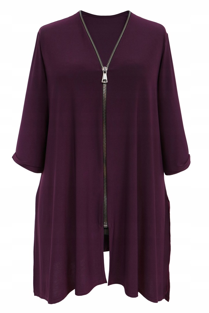 TUNIKA rozpinana lejąca efektowna bakłażan 3XL 56 58 - 16557712598 - oficjalne archiwum Allegro