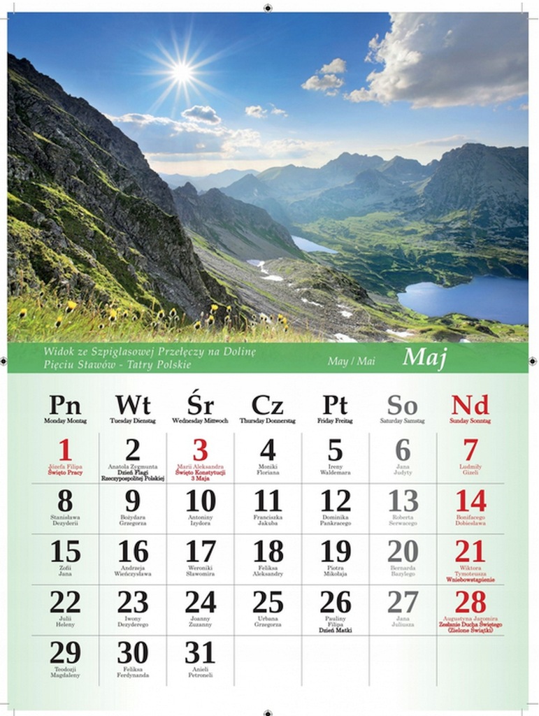 Kalendarz 2023 ścienny planszowy GÓRY TATRY - 12795443023 - oficjalne archiwum Allegro