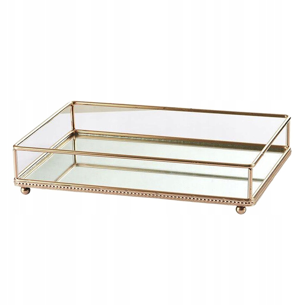 Rectangular MIRROR SERVING TRAY Mirror Golden - 13703604734 - oficjalne archiwum Allegro