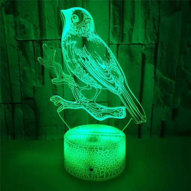 Lampa ptak Illusion 3D Led lampka nocna do pokoju - 12653274198 ...