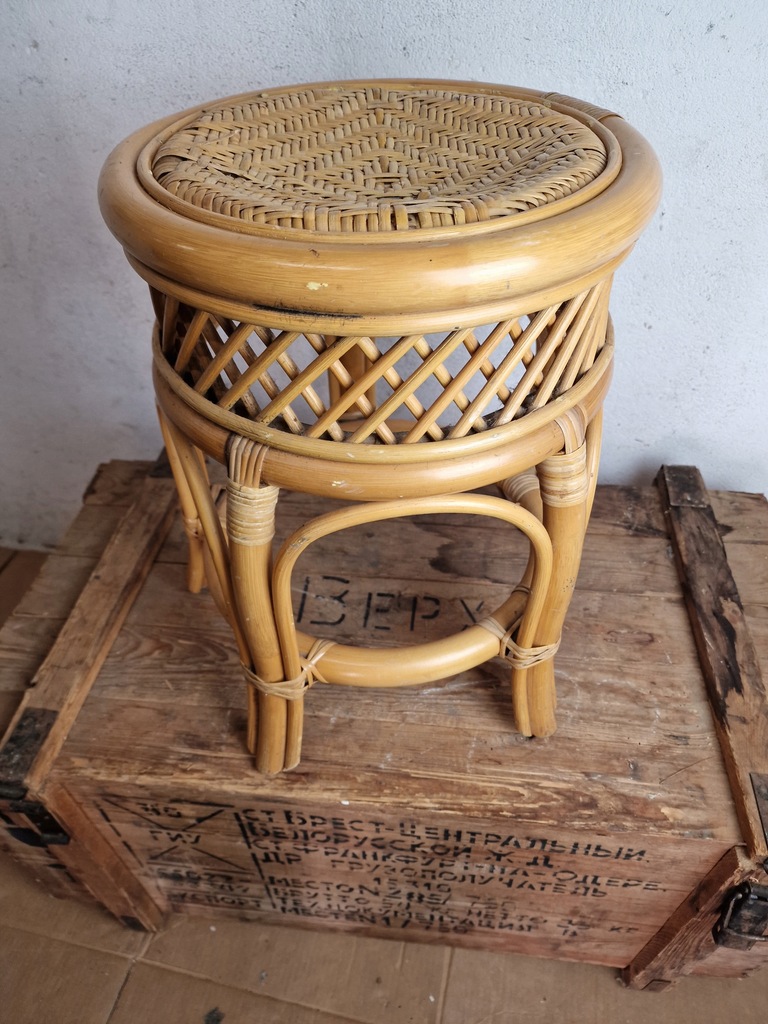 taboret bambusowy stołek wiklinowy 46cm pufa - 12676964776 - oficjalne ...