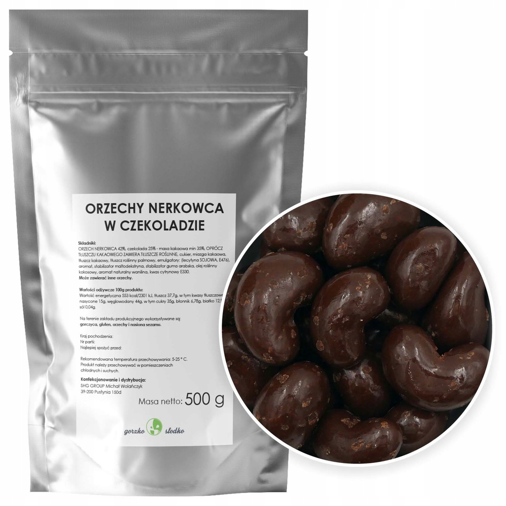 ORZECHY NERKOWCA W CZEKOLADZIE przekąska 500g - 13285424535 - oficjalne archiwum Allegro