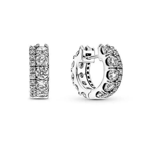 Pandora Błyszczące okrągłe kolczyki z cyrkoniami Ponadczasowy 290058C01 ...