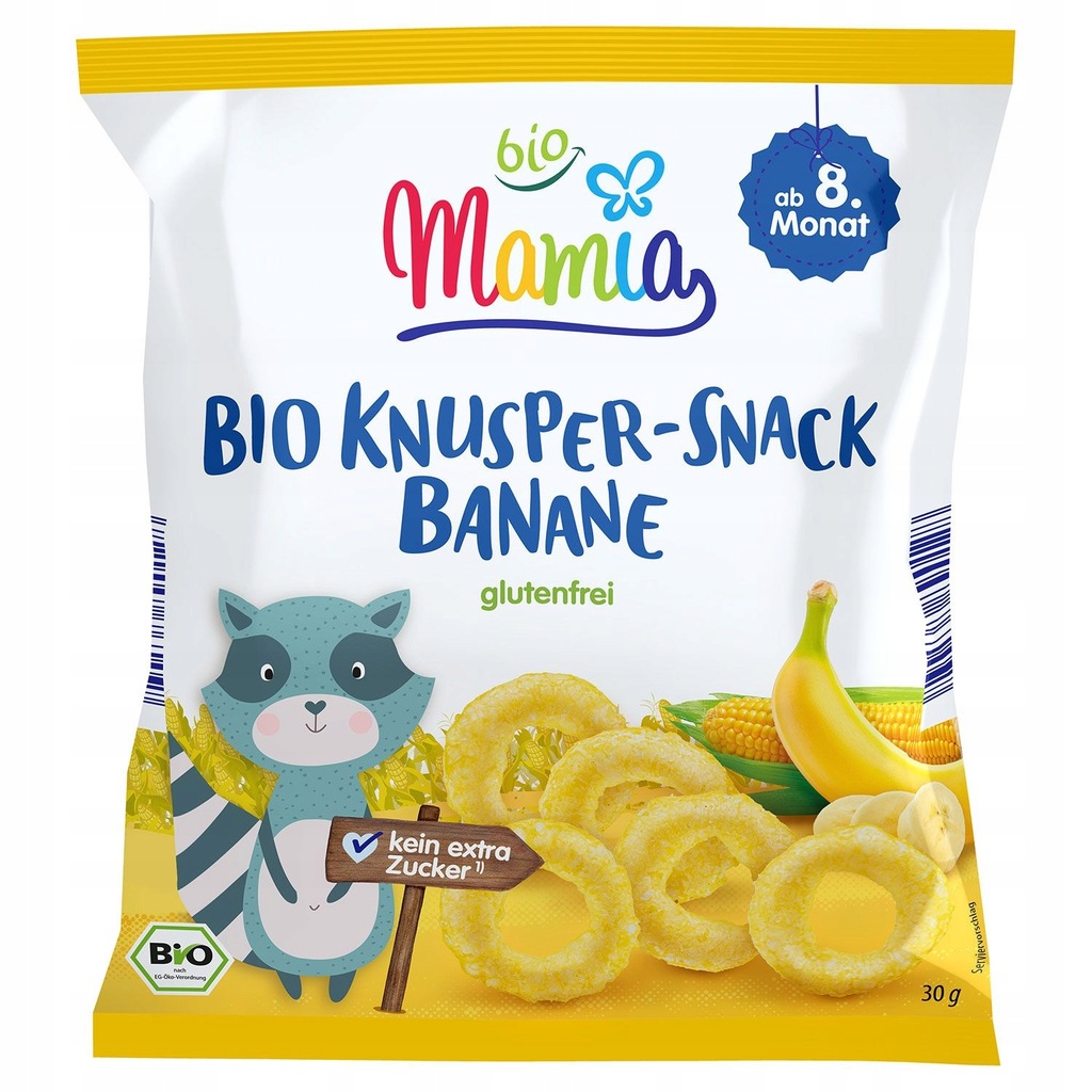 MAMIA BIO SNACK CHRUPKI BANANOWE BEZ GLUTENU 8m - 12747091077 ...
