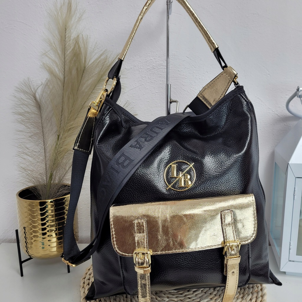 LAURA BIAGGI TOREBKA WOREK KIESZEŃ black ECO SKÓRA - 11813841361 - oficjalne archiwum Allegro