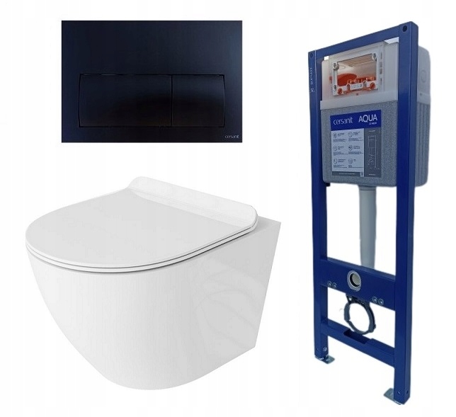 ZESTAW STELAŻ WC SLIM PODTYNKOWY PRZYCISK CZARNY CERSANIT MISKA WC ARBO ...
