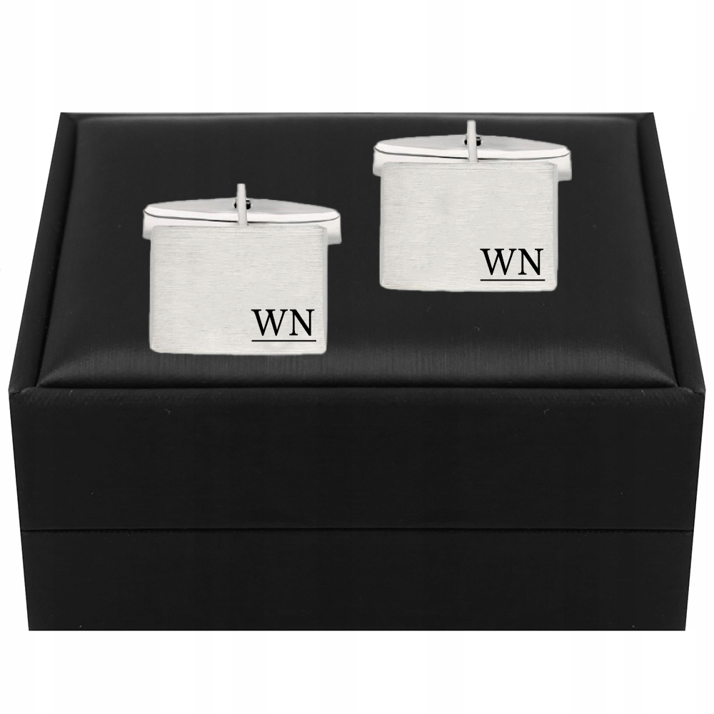 Spinki do mankietów pudełko srebrne INICJAŁY 925 - 12801516324 ...