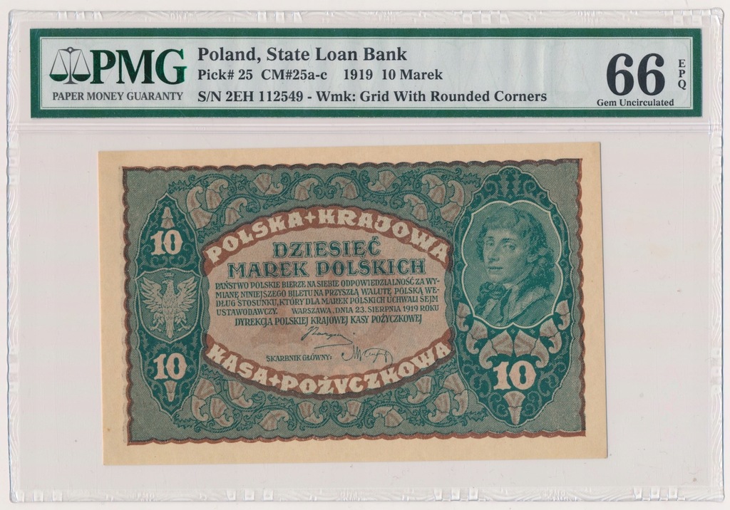 8120. 10 mkp Sierpień 1919 - II Serja EH - PMG 66 EPQ - 14777375048 ...