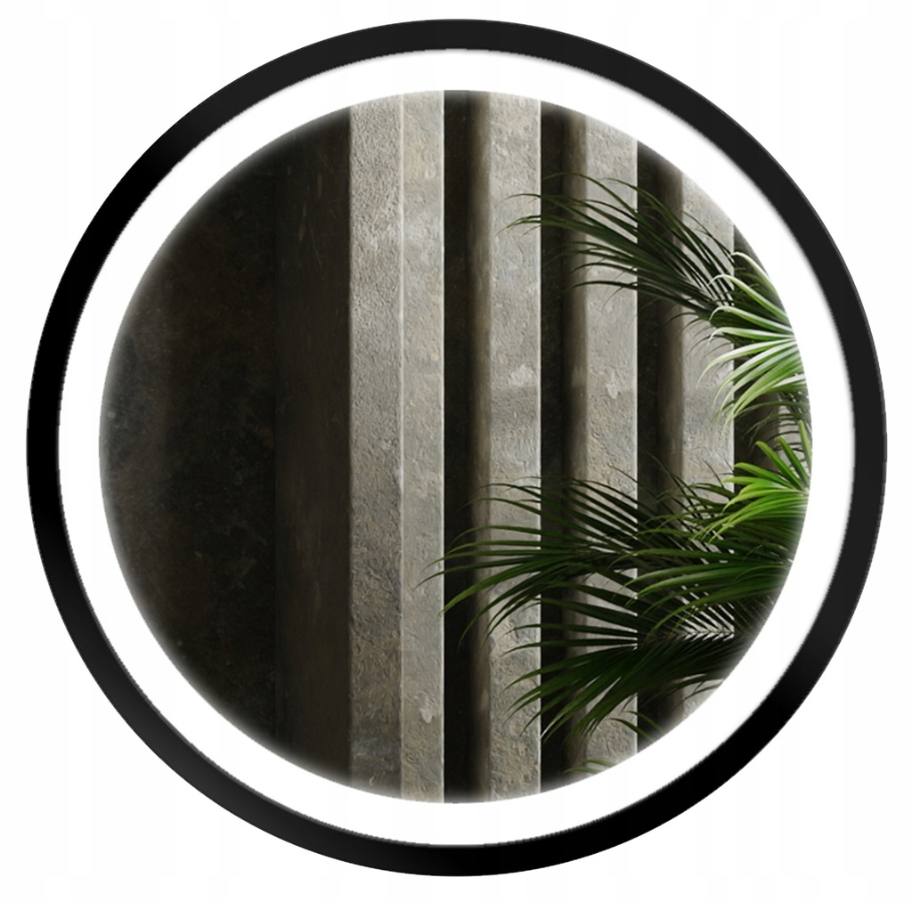 Lustro Okrągłe Podświetlane LED Rama Czarna 90 cm - 13209585876 ...