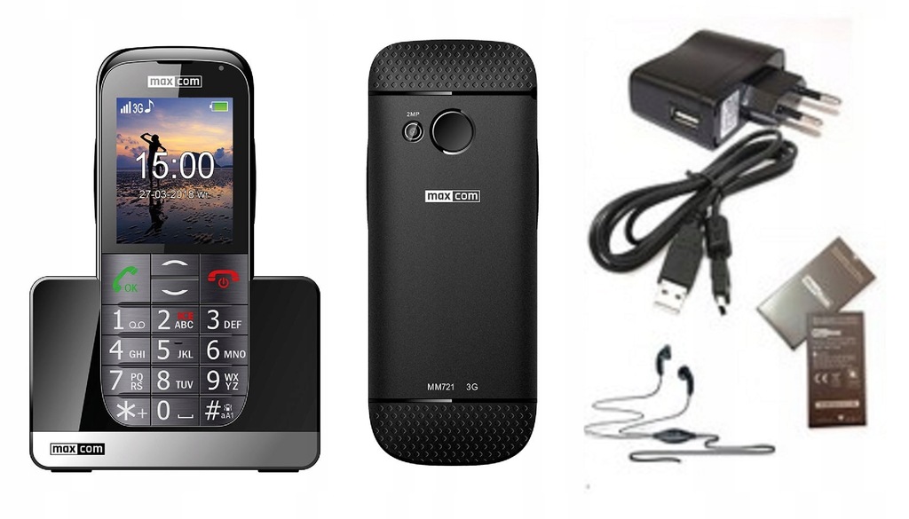 TELEFON DLA SENIORA MAXCOM MM721 3G APARAT 2MB - 12110999141 ...