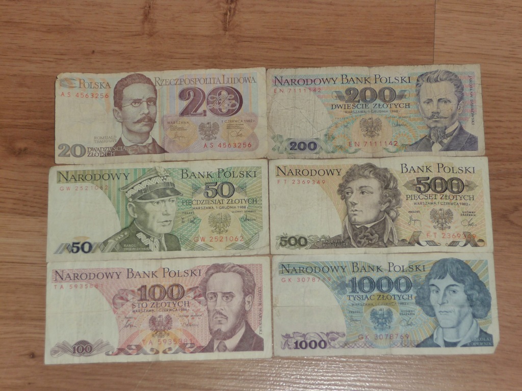STARE BANKNOTY POLSKA ZESTAW PRL 6 szt. - 7653984177 - oficjalne ...