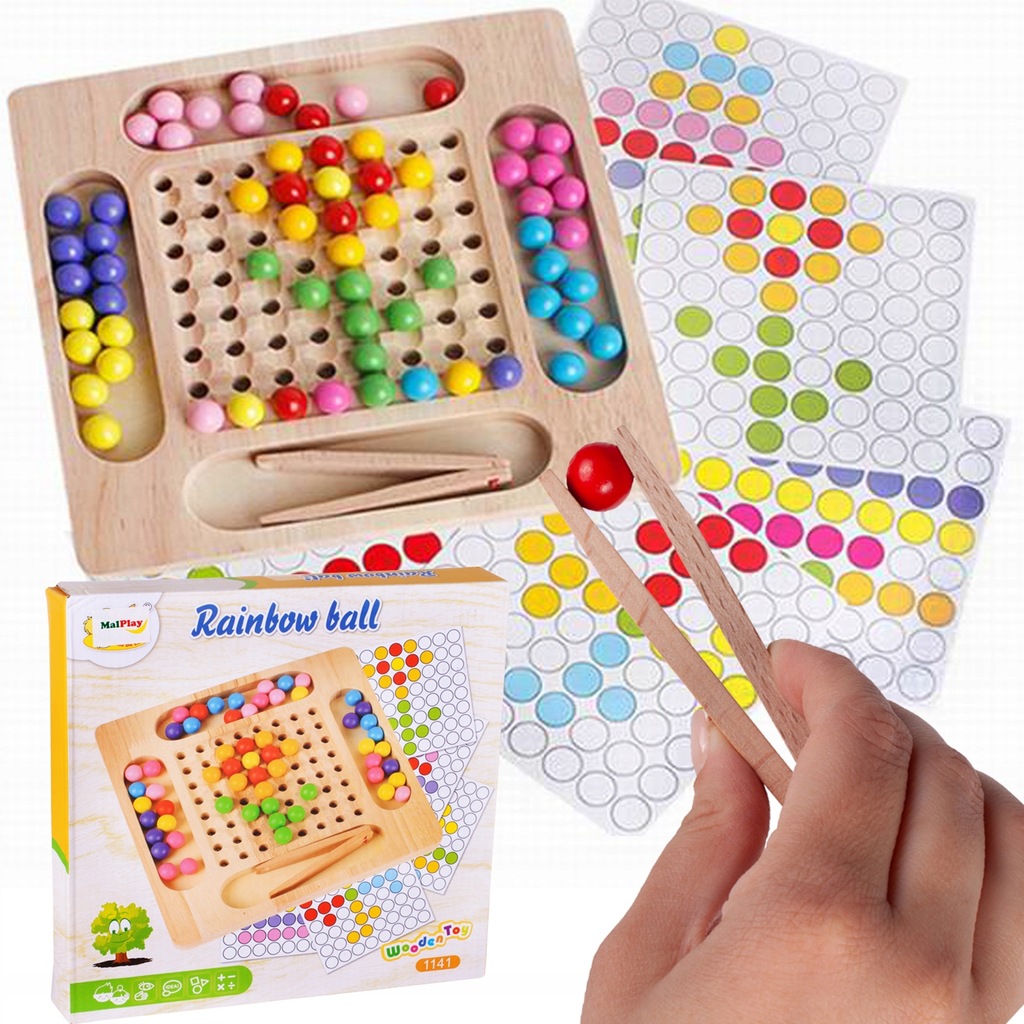 DREWNIANA GRA MONTESSORI UKŁADANKA KULEK MOZAIKA - 12274181289 ...