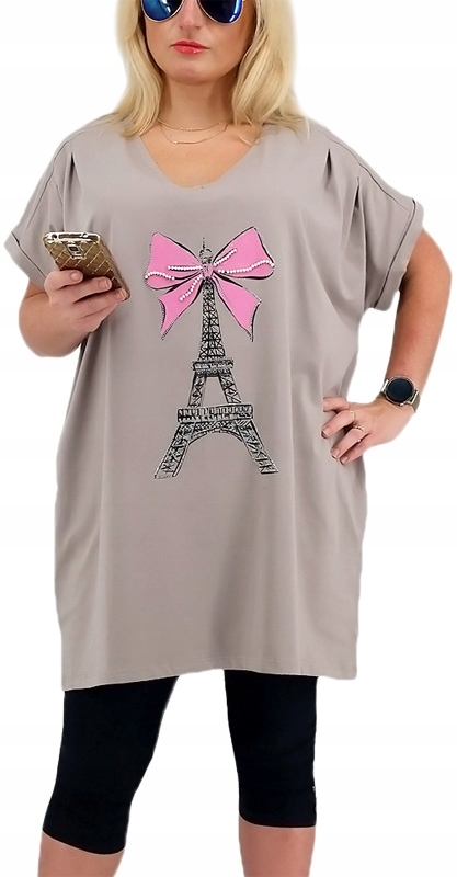 ORYGINALNA DUŻA MODNA DAMSKA BLUZKA TUNIKA OVERSIZE 50 52 54 PLUS SIZE UNI - 15173476906 ...