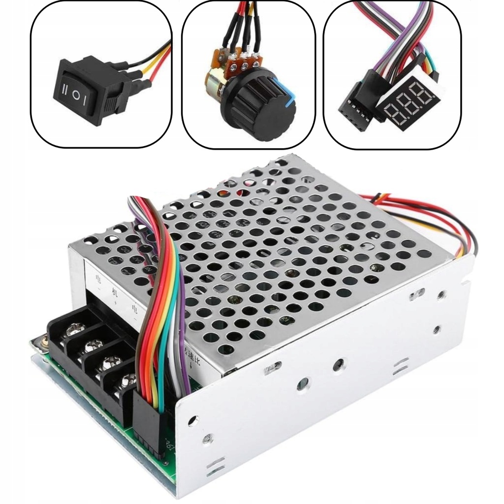Regulator PWM Obrotów Silnika DC 10-50V 40A 12 24V wyświetlaczem numeryczny - 15314406138 ...