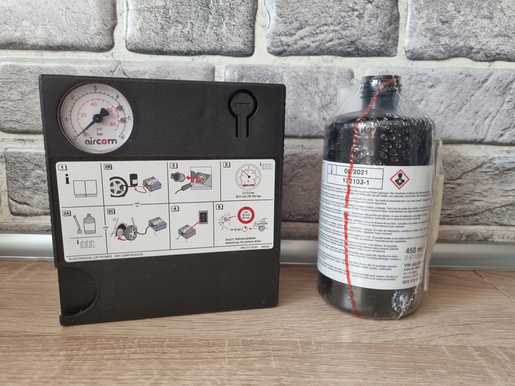 Kompresor zestaw naprawczy opon VW AUDI SKODA SEAT - 14388303027 - oficjalne archiwum Allegro