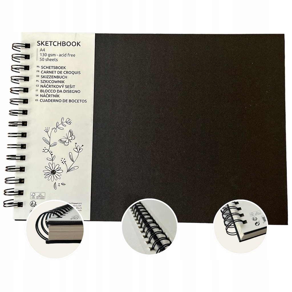 SZKICOWNIK A4 NA SPIRALI W TWARDEJ OPRAWIE 50 ark - 12742742852 - oficjalne archiwum Allegro