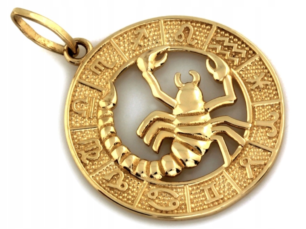 Złota Zawieszka próba 585 Skorpion Znak Zodiak - 13770970203 ...
