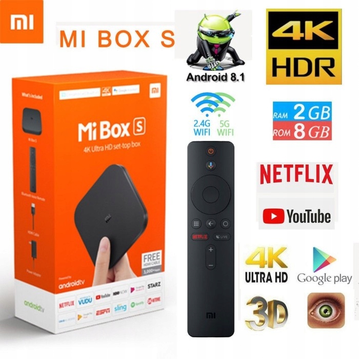 Xiaomi Mi Box S 4K (MDZ-22-AB) - 10206549277 - oficjalne archiwum Allegro