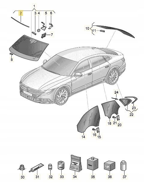 VW ARTEON USZCZELKA SZYBY CZOŁOWEJ OE 3G0845132 - 13780441236 ...