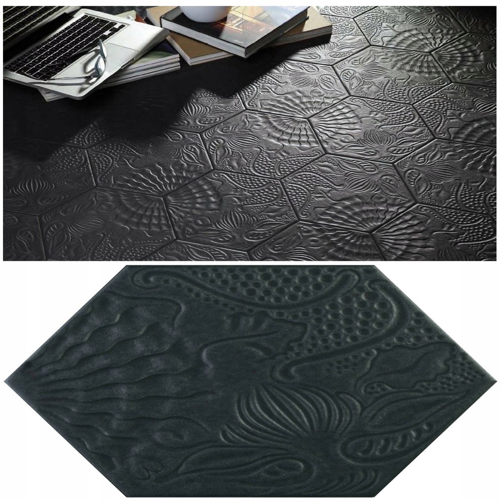 Płytki podłogowe gres 22x25 Codicer Hex Gaudi Black - 15196837904 - oficjalne archiwum Allegro