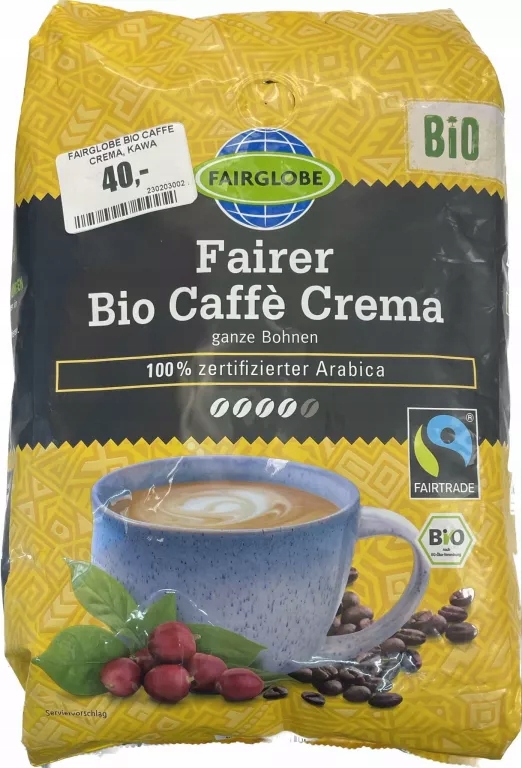 FAIRGLOBE BIO CAFFE CREMA ZIARNISTA 100% ARABIKA - 13312667884 ...