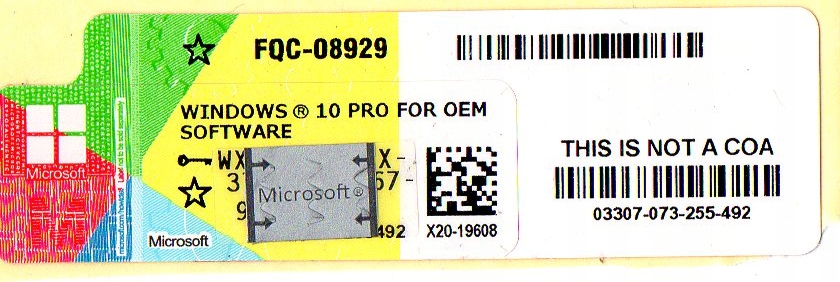 Microsoft Windows 10 Pro Key OEM COA NAKLEJKA NOWY - 9626273594 ...