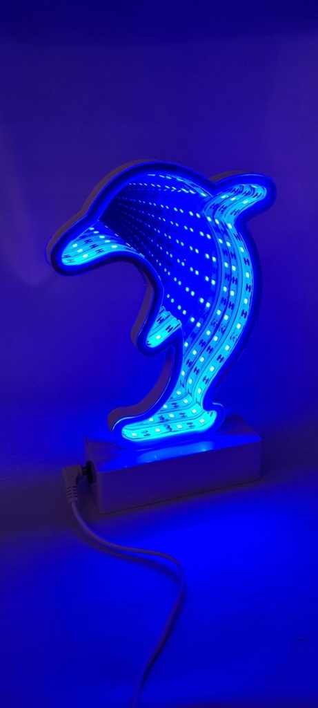 LAMPKA 3D delfin LED nocna na biurko TRÓJWYMIAROWA - 11109729486 ...
