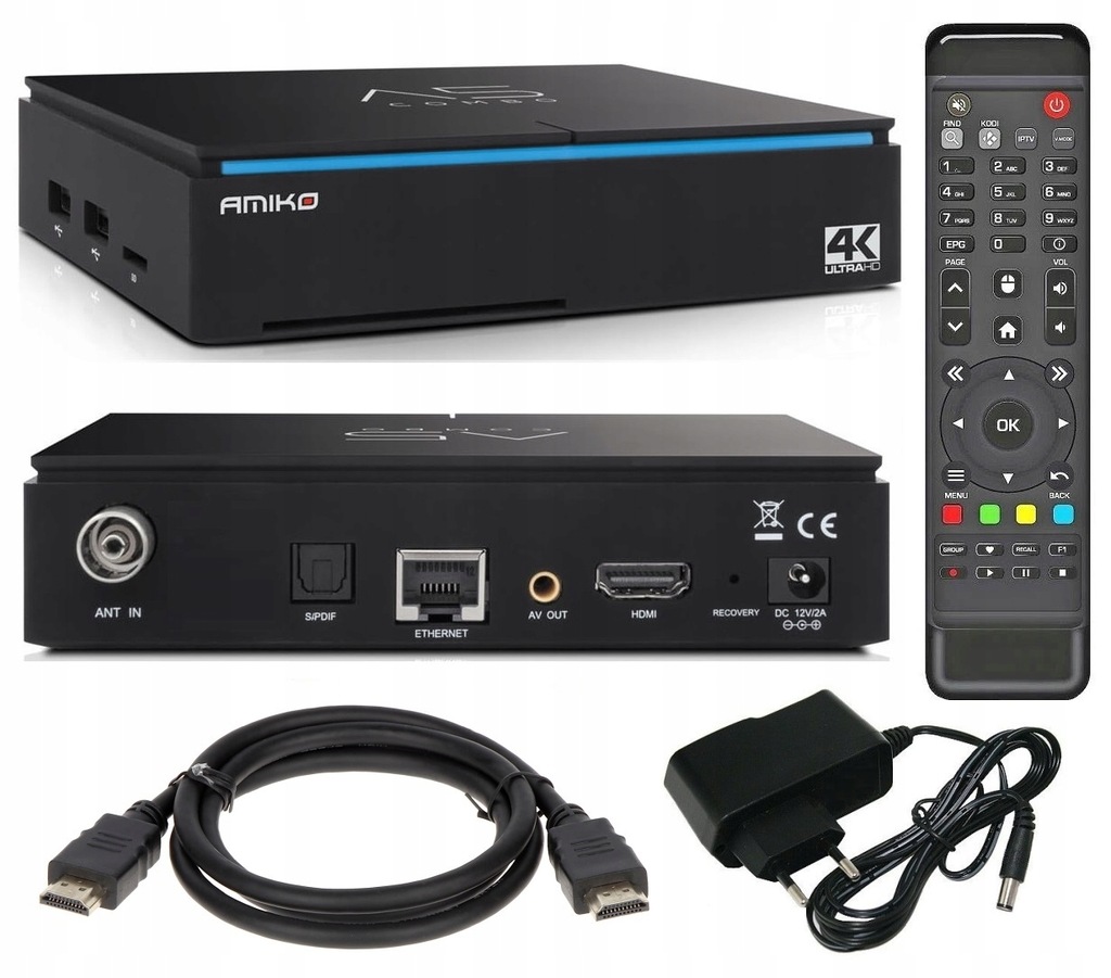 Tuner Dekoder Amiko A5 4K Combo DVBT2 HEVC Android - 12174700620 - oficjalne archiwum Allegro