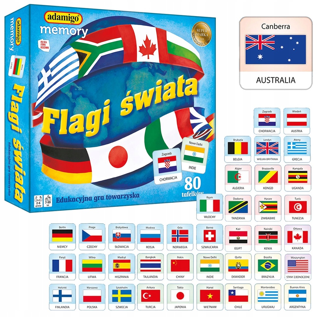 MEMORY FLAGI GRA PAMIĘĆ MEMO PAMIĘCIOWA PAŃSTWA - 11774131595 ...