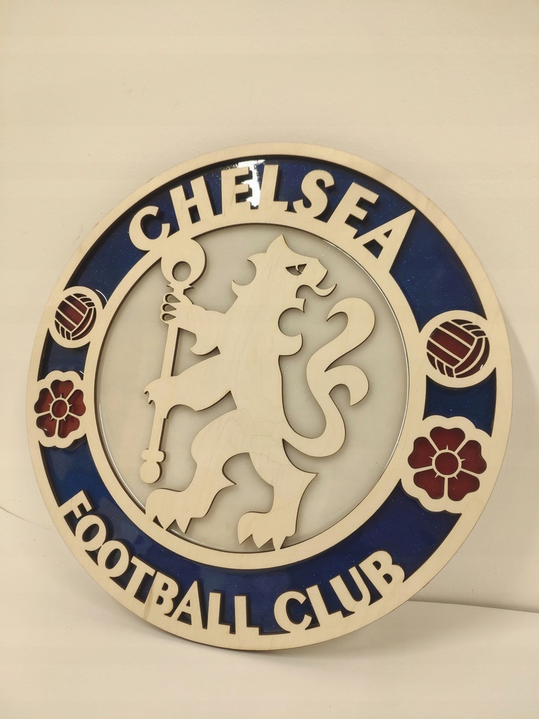 Chelsea F.C. - HERB - wypalany z drewna oraz z żywicy epoksydowej ...