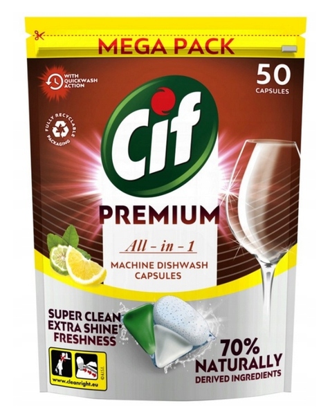 CIF KAPSUŁKI DO ZMYWARKI PREMIUM ALL IN ONE 50 szt - 13770088944 ...