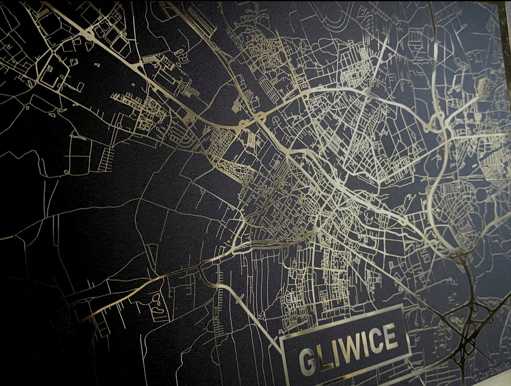 Plan GLIWIC Błyszcząca Mapa Miasta Grawerowana - 12329521971 ...