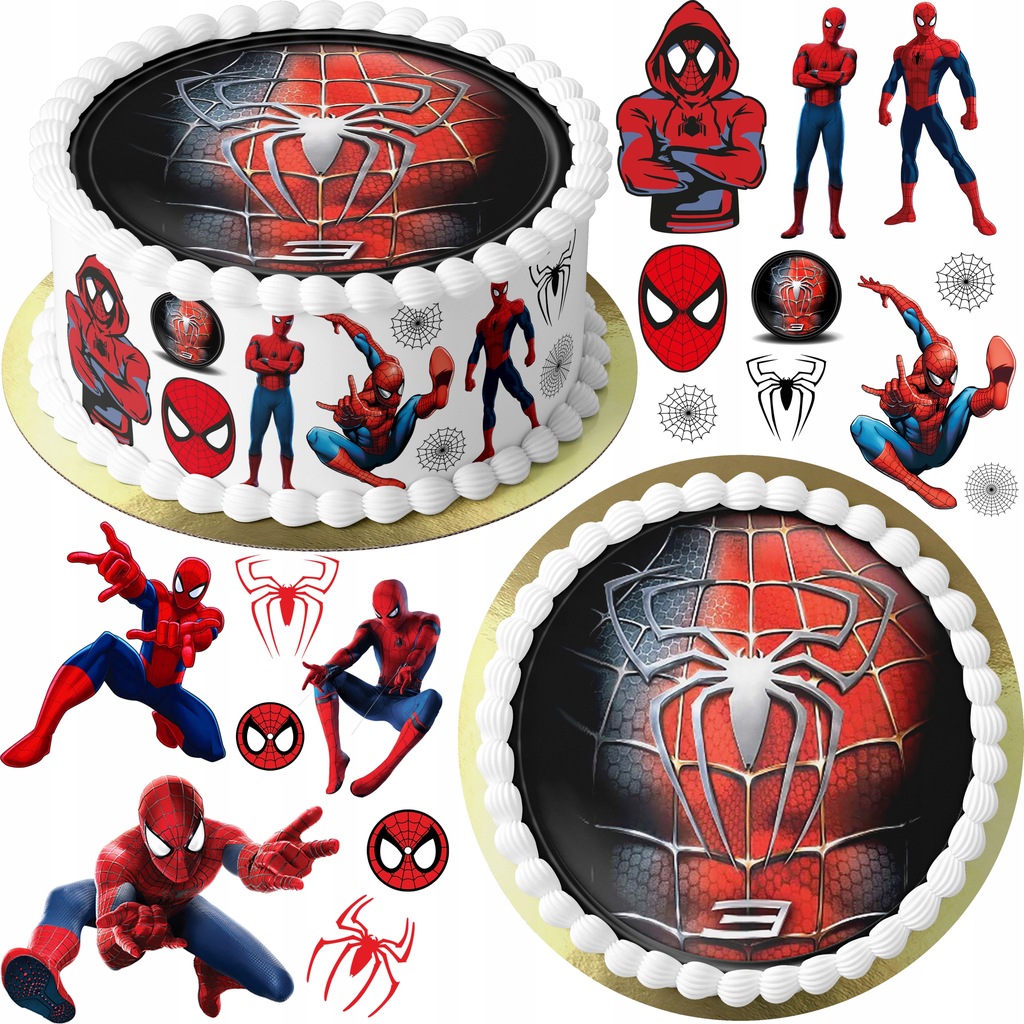 MEGA ZESTAW POSTACI + OPŁATEK NA TORT SPIDERMAN - 13966680175 ...