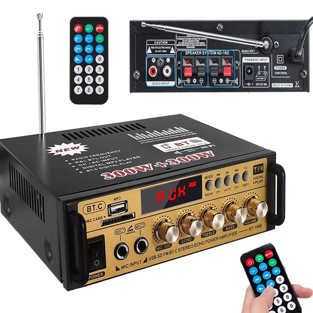 AMPLITUNER CYFROWY BLUETOOTH WZMACNIACZ ODTWARZACZ RADIO STEREO MINI Z LED - 14827329557 ...