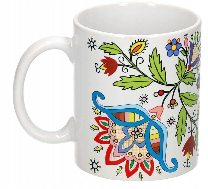 Kubek folk - wzory kaszubskie - haft wdzydzki - 9526913648 - oficjalne archiwum Allegro