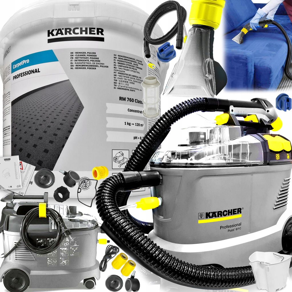KARCHER PUZZI 8/1 ODKURZACZ PIORĄCY +PROSZEK 10KG - 12300509056 ...