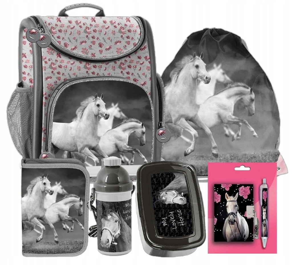 TORNISTER SZKOLNY ZESTAW Z KONIEM KOŃ W KONIE - 10058838758 - oficjalne archiwum Allegro