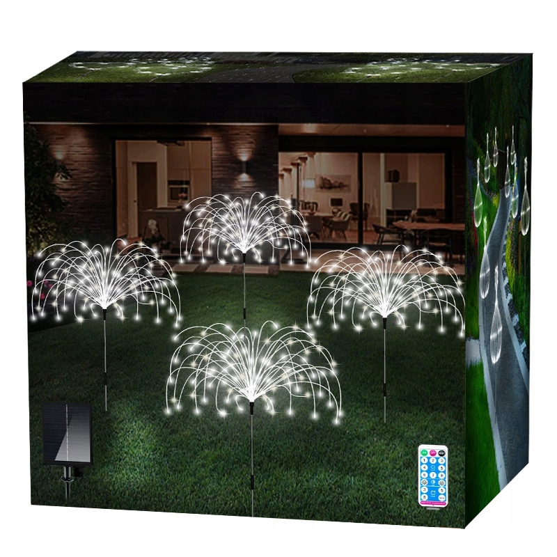 4x Lampa Solarna Zewnętrzna Ogrodowa Dmuchawiec Fajerwerki 120 LED zestaw - 15449281168 ...