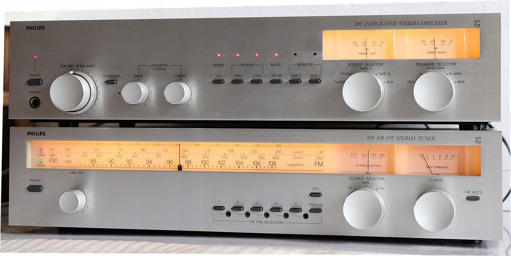PHILIPS AH306 +AH103 wzm+tuner piękny vintage MFB - 11894341853 ...