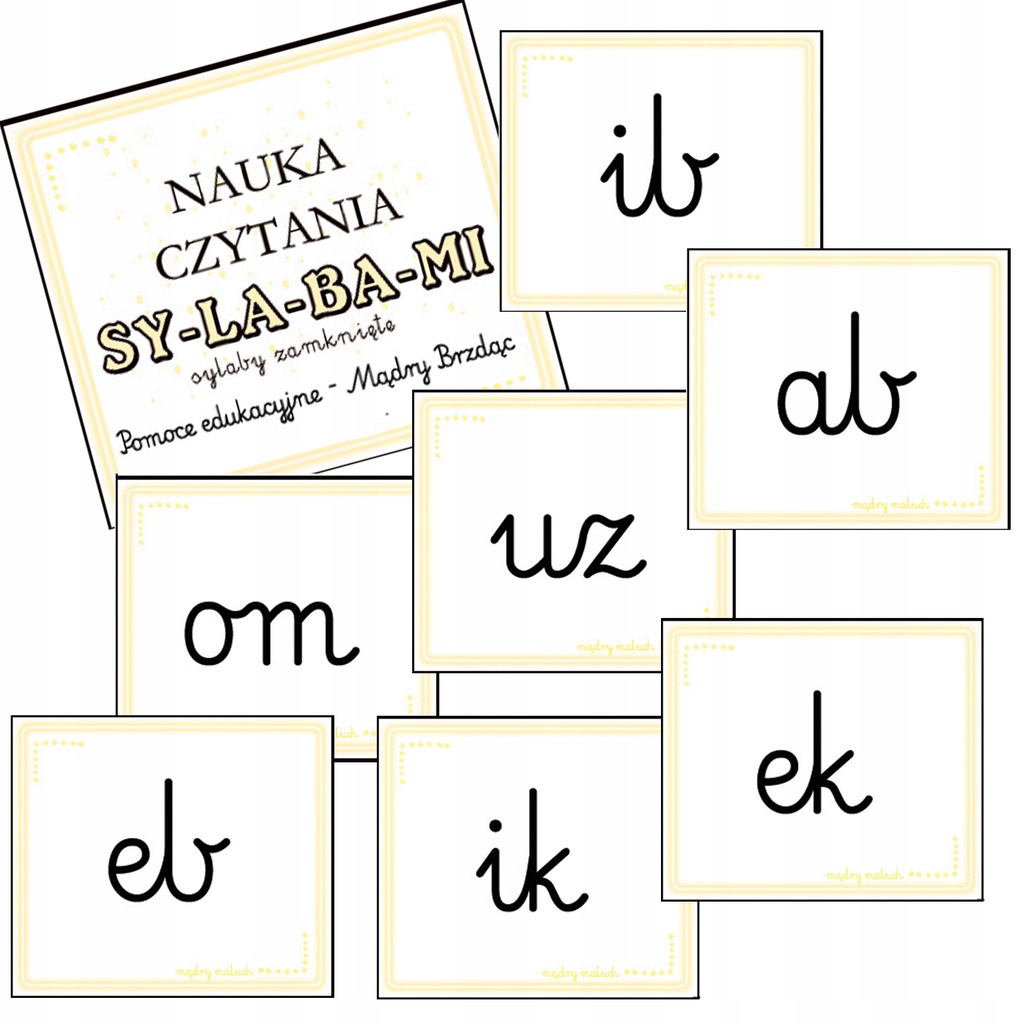 SYLABY ZAMKNIĘTE - PISANE - nauka czytania - karty - 8690373271 ...