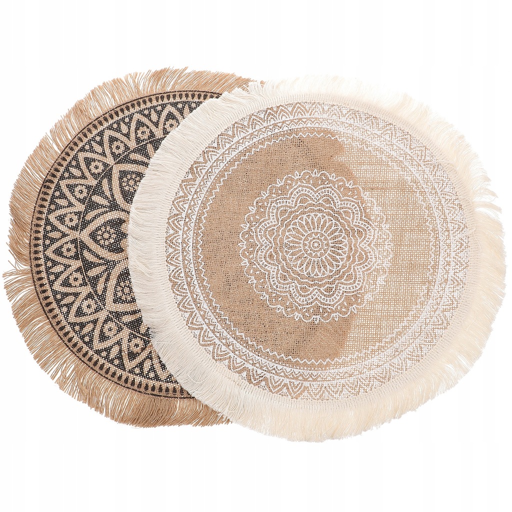 COTTON LINEN TABLE MAT ROUND WOVEN PLACEMATS JUTE - 14224933535 ...