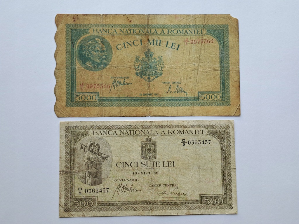 Rumunia 500 lei 1940 rok i 5000 lei 1943 rok - 17249423523 - oficjalne ... Rumunia 500 lei 1940 rok i 5000 lei 1943 rok - 17249423523 - oficjalne ...