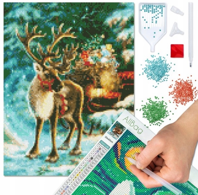 Diamond Painting Haft Diamentowy ŚWIĘTA Renifer Mozaika Diamentowa ...